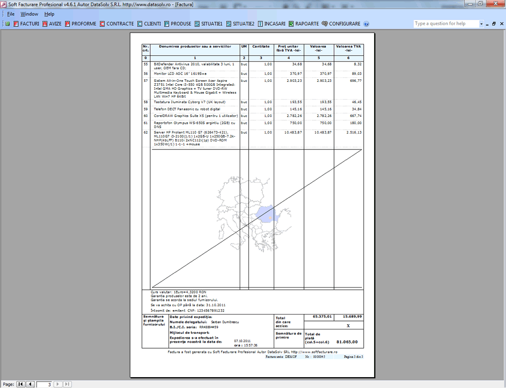 Program Facturare - factura pe mai multe pagini